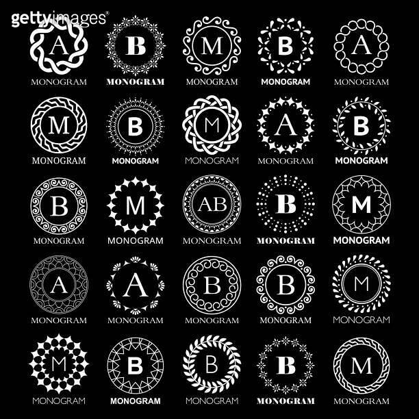 Monogram vector template design - big set. Elegant wedding or company ...