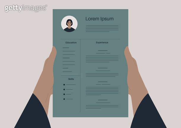 CV template, a personal perspective view of hands holding a resume ...