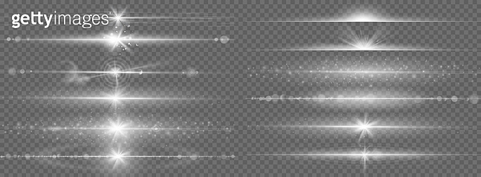 Glares lines effect. Horizontal optical lens flare light, night ...