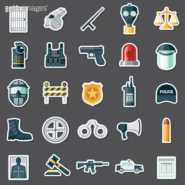 Police and Law Enforcement Sticker Set 이미지 (1256383439) - 게티이미지뱅크
