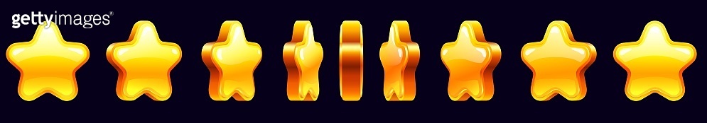 Star animation. Stars rotate, shiny glossy cartoon star 3d rotation ...