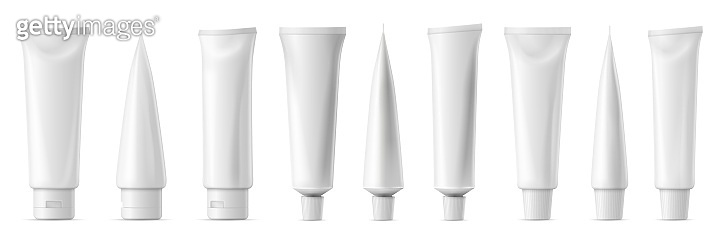 Realistic tube mockup. White plastic tuba for toothpaste, cream, gel ...