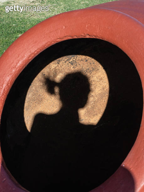 Creative artistic self-portrait, silhouette reflection of an ...