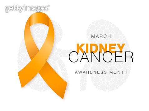 March - Kidney Cancer Awareness Month. Orange color awareness ribbon ...