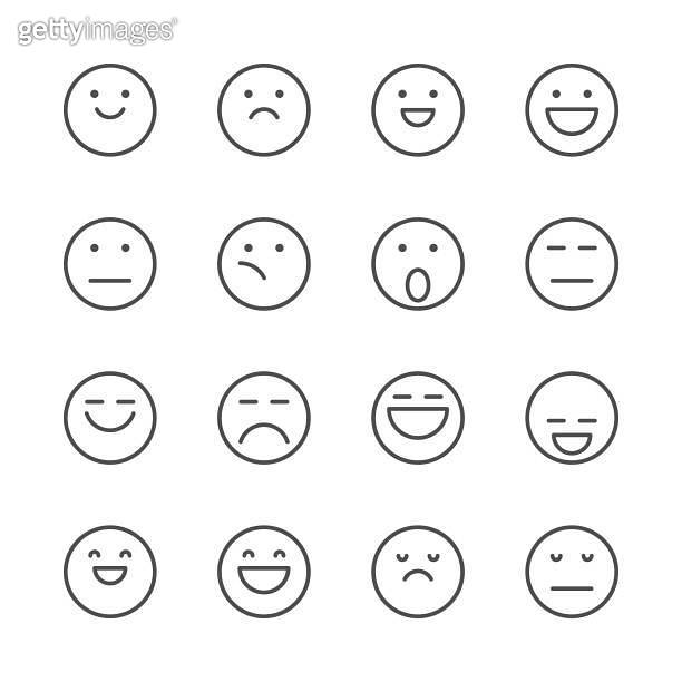Emoticons line art icon set 이미지 (1273438594) - 게티이미지뱅크