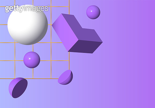 3D shapes or abstract vector design elements falling in trendy colorful ...