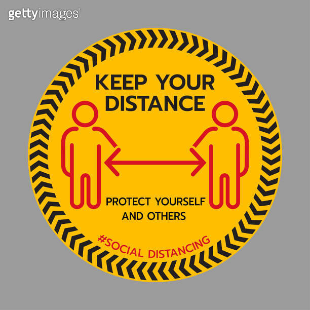 Keep Your Distance sign. Stop Wait Here Floor Sticker. Social ...