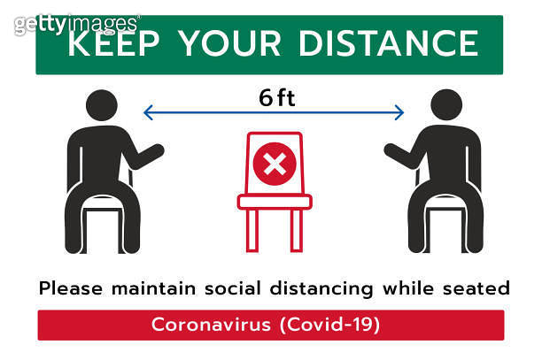 Keep Your Distance sign. Stop Wait Here Floor Sticker. Social ...