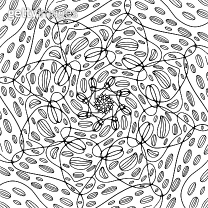 Pattern hand drawing doodle mandala. Dynamic contour repeating elements ...