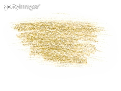 Isolated abstract spot blot of gold brown color on a white background ...