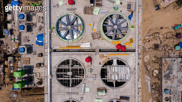 Top view Construction site condensing cooling water Large air ...