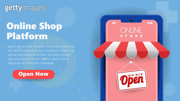 online mobile shop platform ecommerce businness. open your mobile on ...