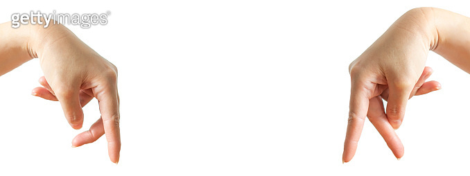 The hand signs of human walking from the left and right to meet ...