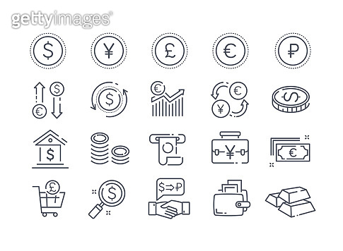 Large collection of 20 different money icons (1268615903) 일러스트, 무료 일러스트 ...