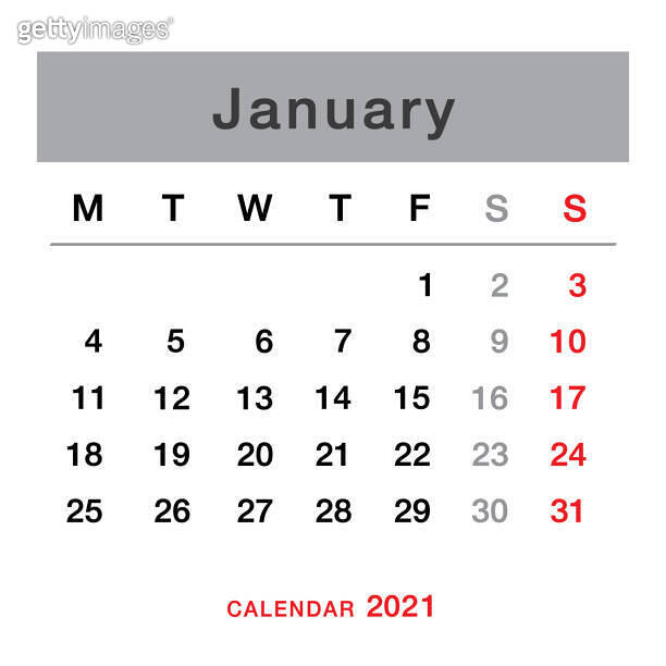 January 2021 planning calendar . Simple January 2021 calendar. Week ...