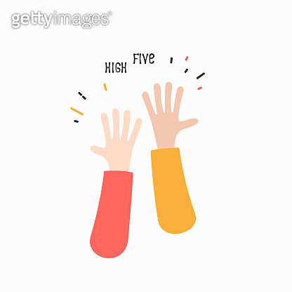 Hands giving a high five. Two hands clap vector illustration 이미지 ...