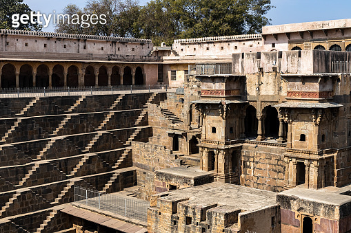 Ancient Indian step well, Architecture of stairs at Abhaneri baori ...