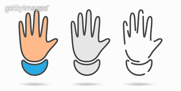Raised Hand vector flat icon. Hi, bye hand emoji illustration 이미지 ...