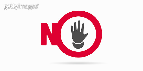 Hand forbidden sign, no entry, do not touch, dont push, off limits ...