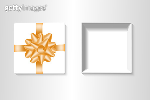 White gift box layout vector 3D model top view. Isolated empty ...