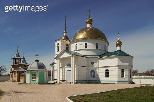 Russian architecture. Monastery courtyard. Spaso-Kazansky Simanskiy ...