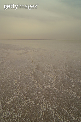 Sunrise. Salt flat at Lake Karum (also known as Lake Assale or Asale ...