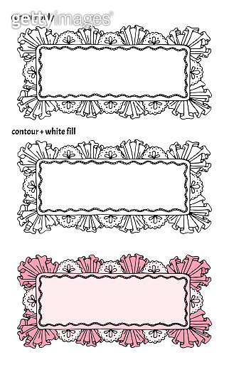 Set of hand drawn cute frames with textile ruffles and lace ...