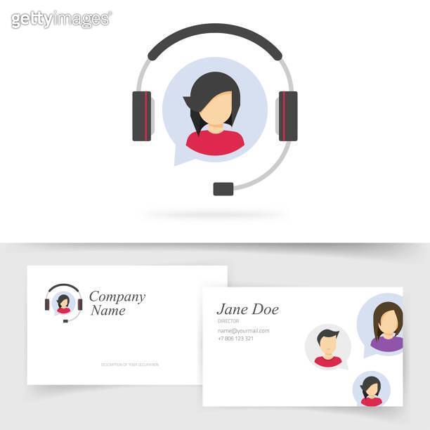 Customer service support logo with business card design or client ...