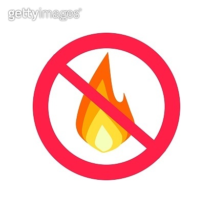 Fire prohibition hazard risk sign and flame ignition risk warning ...