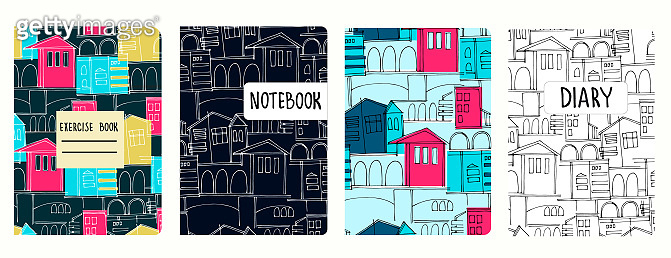 Cover page templates based on seamless patterns with historical ...