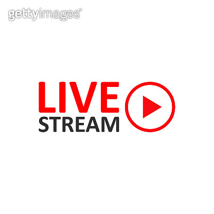 Live Stream sign. Red symbol, button of live streaming, broadcasting ...