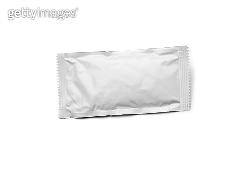 Blank White Condiment Packet Floating Isolated on White Background ...