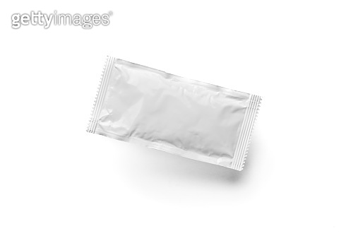 Blank White Condiment Packet Floating Isolated on White Background ...