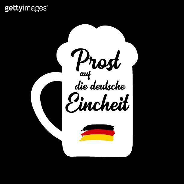 Hand sketched Beer Mug with " Prost auf die deutsche Eincheit" quote in ...