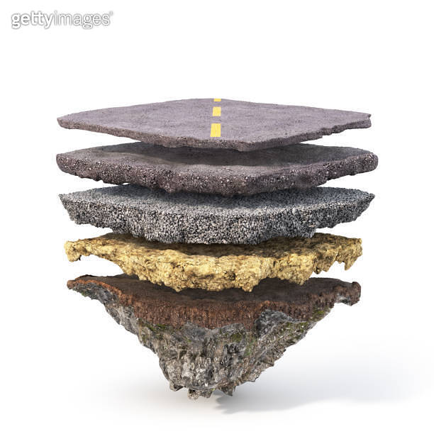 Road layers on the piece of ground. 3d illustration 이미지 (1217606826 ...