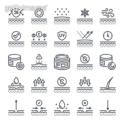 Beauty and Skin care related line icon set. Skin protection linear ...