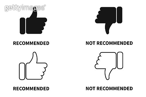 Recommended and Not recommended icon. Vector label illustration. 이미지 ...