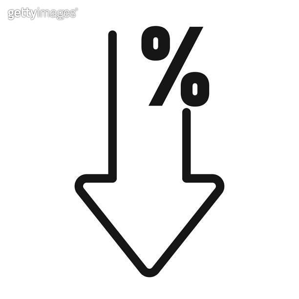Down percent vector line icon, finance symbol. 이미지 (1224831861) - 게티이미지뱅크