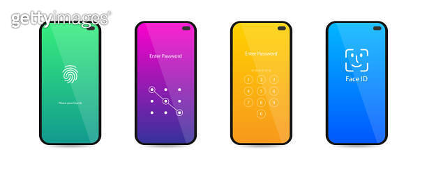 Phone lock screen. Vector illustration. Smartphone security ...
