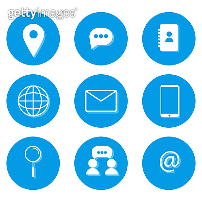 Social media icon set. Email, network, communication isolated icons ...