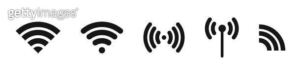 Wifi and wireless vector icon collection on white background. 이미지 ...
