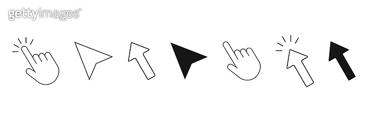 Cursors click vector icon set. Cursor arrow template. (1248945297) 일러스트 ...