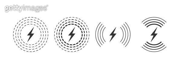 Wireless charging linear style. Wireless charging icon concept ...