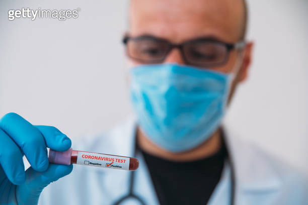 Doctor Holding Pandemic Coronavirus 2019-nCoV Blood Sample Positive ...