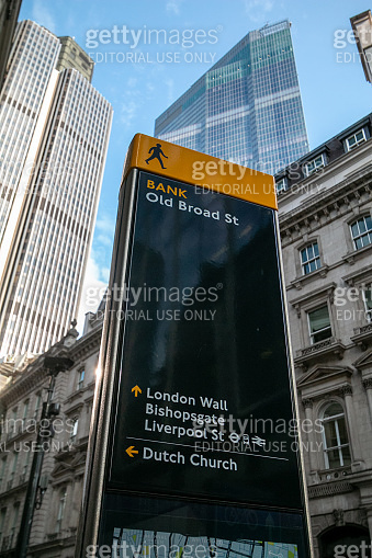 Old Broad Street Sign in City of London, England 이미지 (1278608367) - 게티이미지뱅크