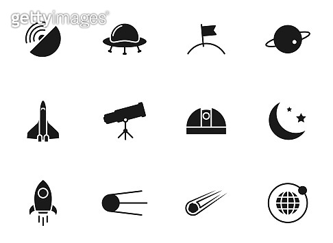 space glyph vector icons isolated on white. space icon set for web ...