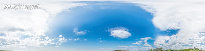 Seamless panorama of sky with light clouds in spherical equirectangular ...