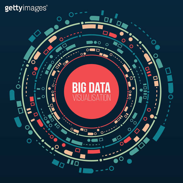 Abstract background with array circles and lines. Connection structure. Data array visual ...