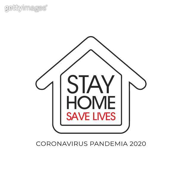 Stay home stay safe warning sign and logo Covid-19. Self isolation ...
