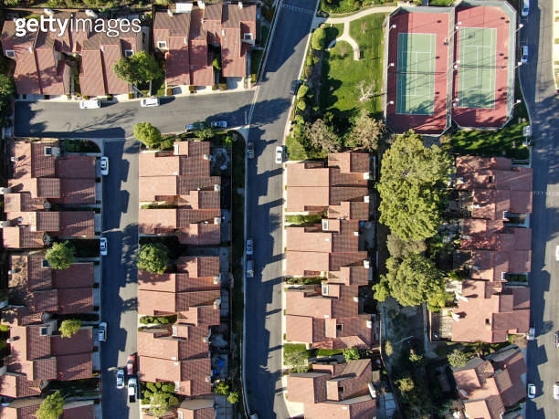 Aerial top view of residential subdivision house in Diamond Bar ...